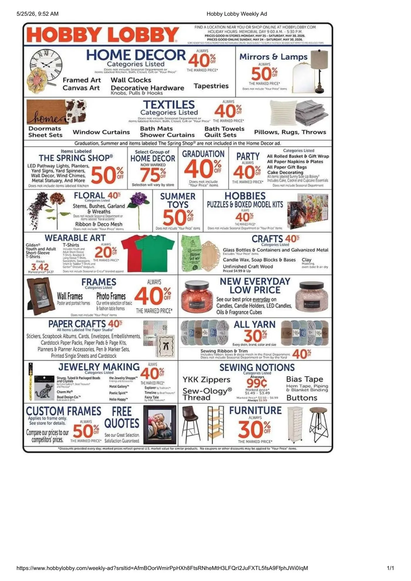 Hobby Lobby Weekly Ad Updated This Week